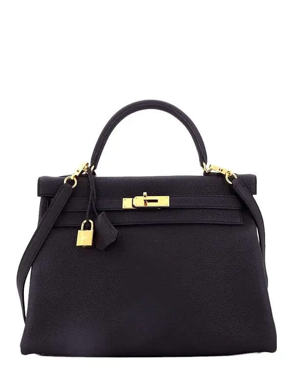 Hermès Kelly 32 Handbag Black Togo With Gold Hardware - Noir