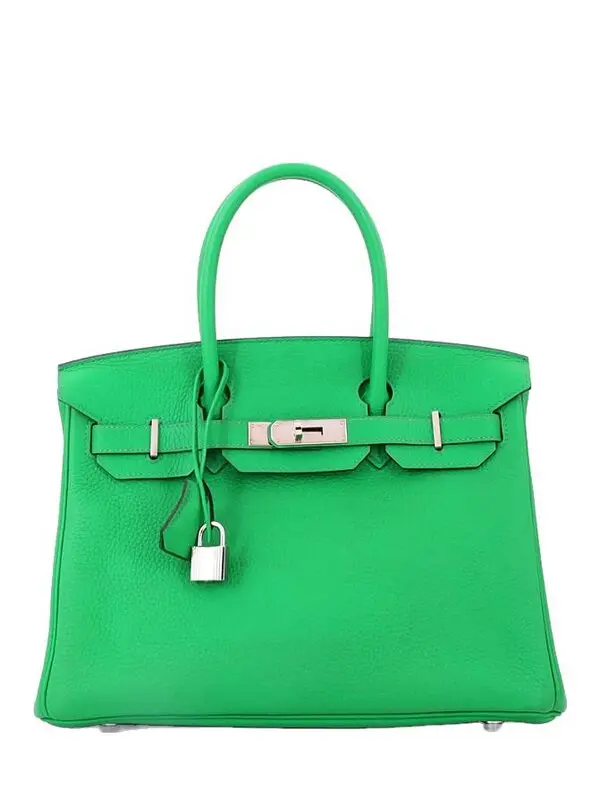 Hermès Birkin 30 Handbag Green Clemence With Palladium Hardware - Bamboo