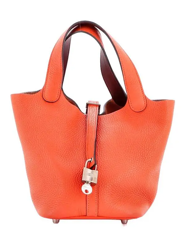 Hermès Pm Eclat Picotin Lock Bag Clemence - Orange