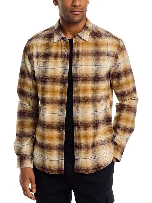 John Varvatos Brindley Plaid Cotton Shirt - Light Khaki