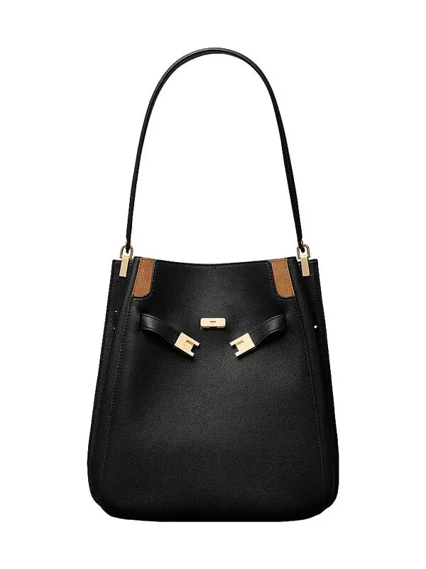 Tory Burch Lee Radziwell Leather Bucket Bag - Black