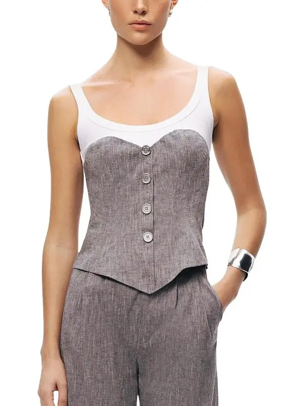 NOCTURNE Button-front Tailored Blouse - Multi-colored