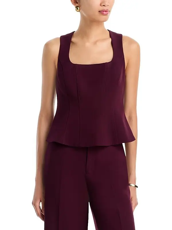 Aqua Sleeveless Peplum Top - Wine