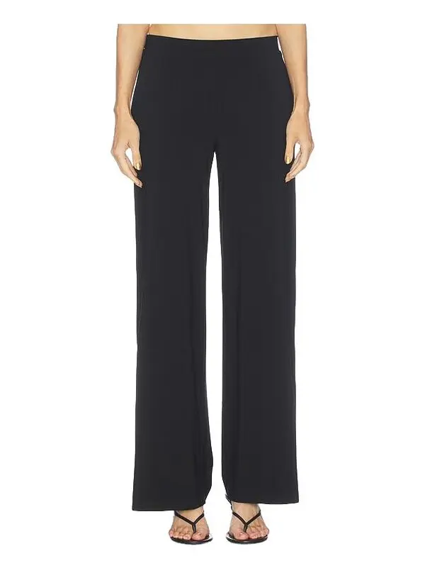 Norma Kamali Flat Front Wide Pant - Black