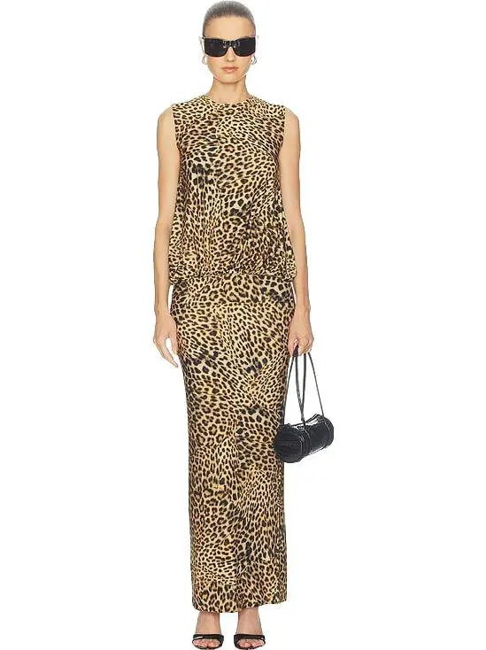 Norma Kamali Babydoll Gown - Cheetah Patch