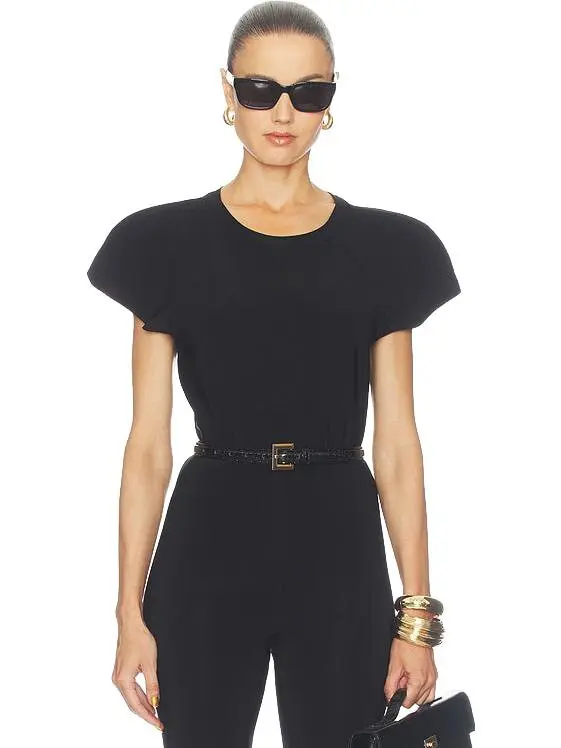 Norma Kamali Cap Sleeve Bomber Bodysuit - Black