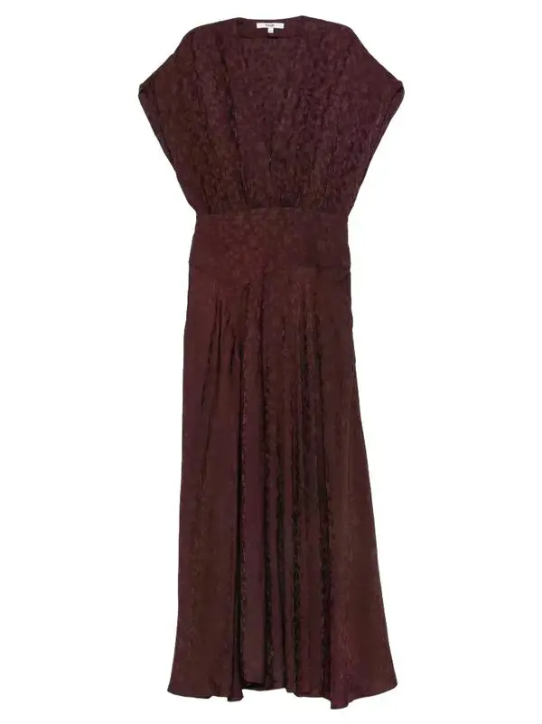 Maje Floral Jacquard V-neck Dress - Red
