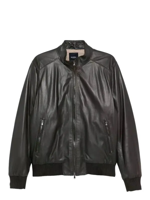BARBA NAPOLI Dakota Leather Bomber Jacket - Brown