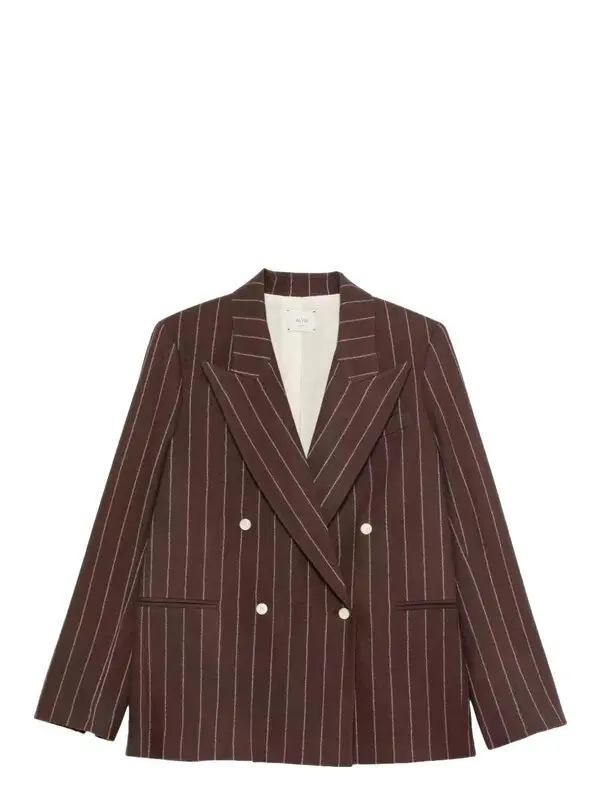 ALYSI Pinstripe Double-breasted Blazer - Brown