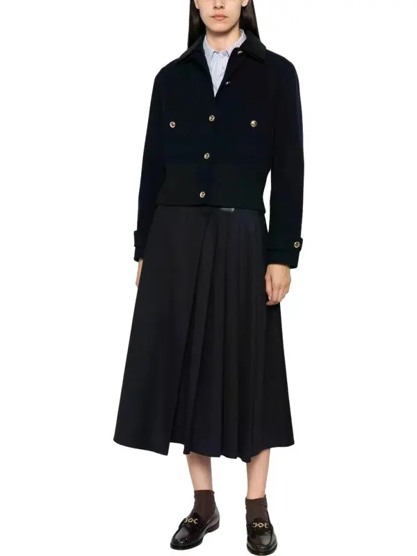 Maje Button-up Wool-blend Jacket - Blue