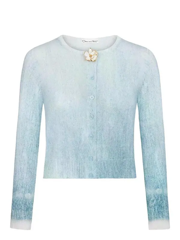 Oscar De La Renta Ombré-effect Cropped Cardigan - Blue
