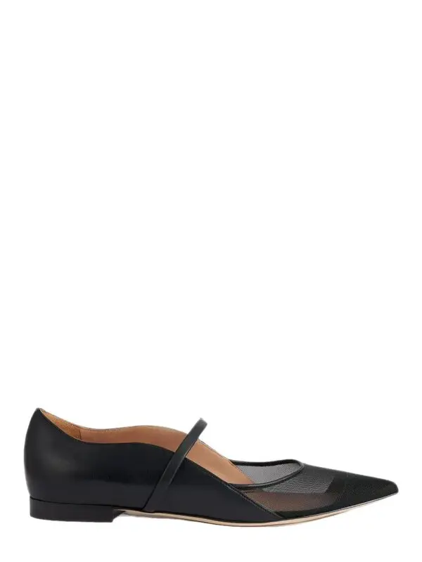 MALONE SOULIERS Maureen Arc Mesh-panel Flat Pumps - Black