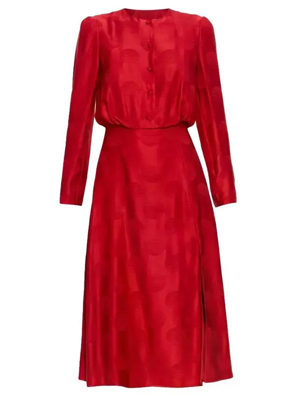 Valentino Garavani Silk Long-sleeve Midi Dress - Red