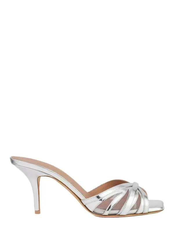 MALONE SOULIERS Perla Metallic Leather Sandals - Silver