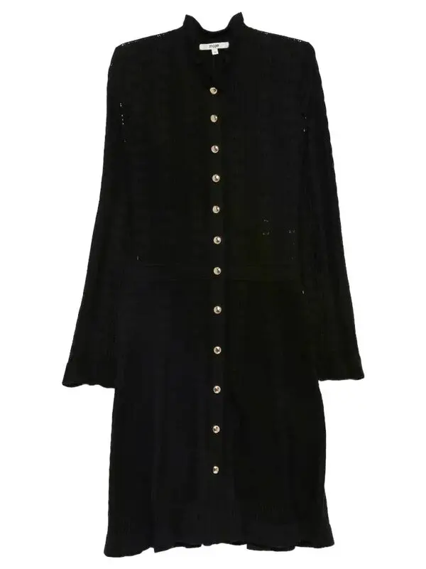 Maje Ruffle-trim Cable-knit Mini Dress - Black