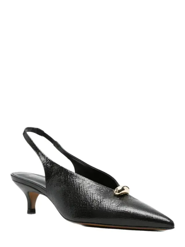 Maje Lizard-effect Pointed-toe Pumps - Black
