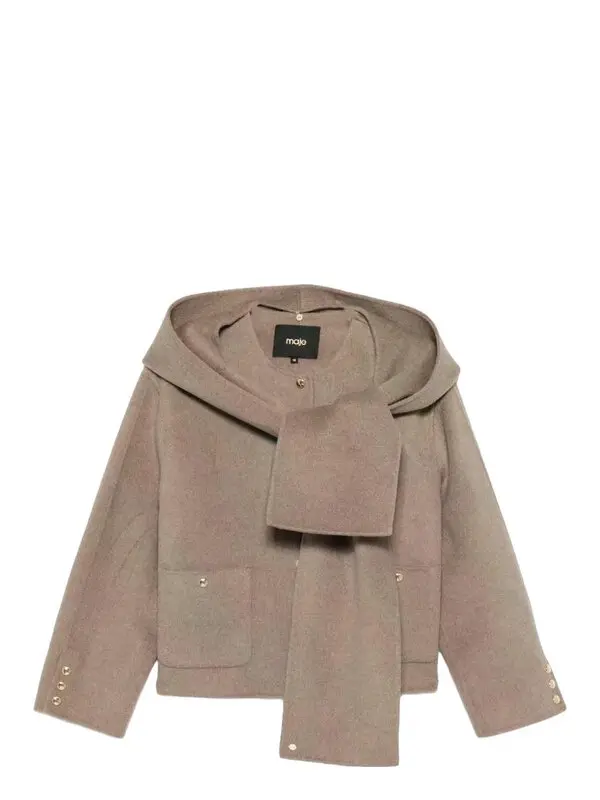 Maje Hooded Single-breasted Coat - Neutrals
