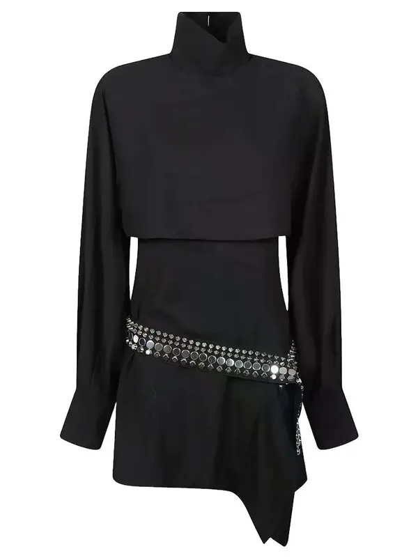 IRO PARIS Studded Layered-detail Midi Dress - Black