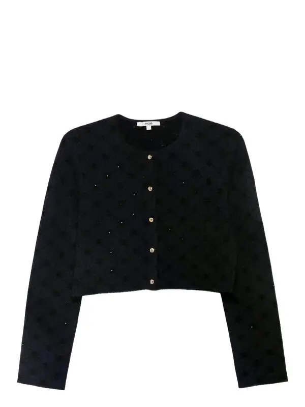 Maje Sequin-embellished Pointelle-knit Cardigan - Blue