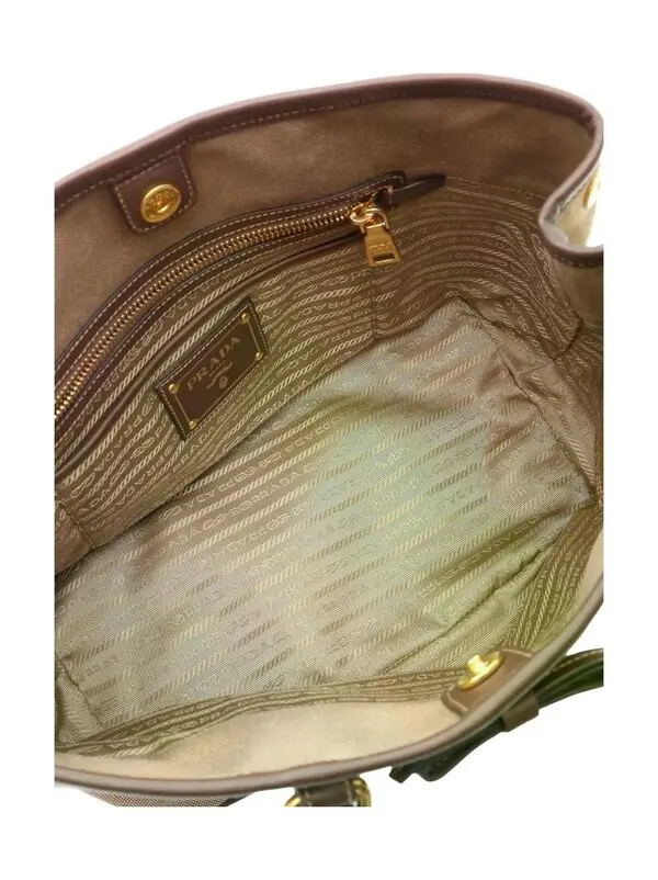 Prada 2010s Logo-jacquard Two-way Handbag - Neutrals