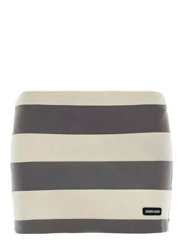 Miu Miu Embroidered Striped Skirt - Grey