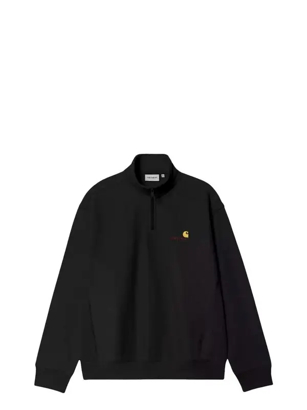 Carhartt Work In Progress Half-zip American Script Sweatshirt - Black