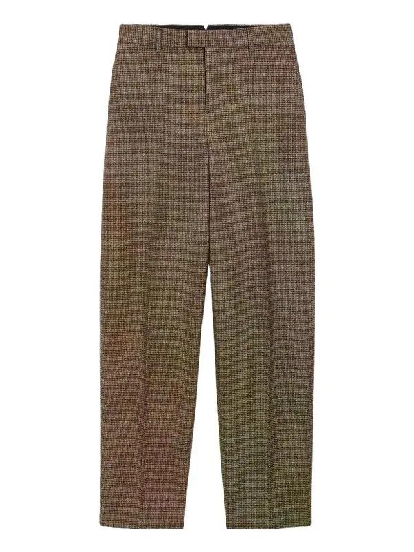 AMI Paris Houndstooth Balloon-fit Wool Trousers - Brown