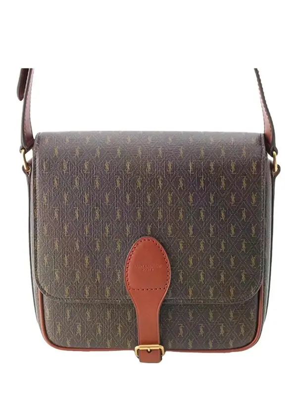 Saint Laurent Le Monogramme Coated Canvas Buckle Crossbody Bag - Brown