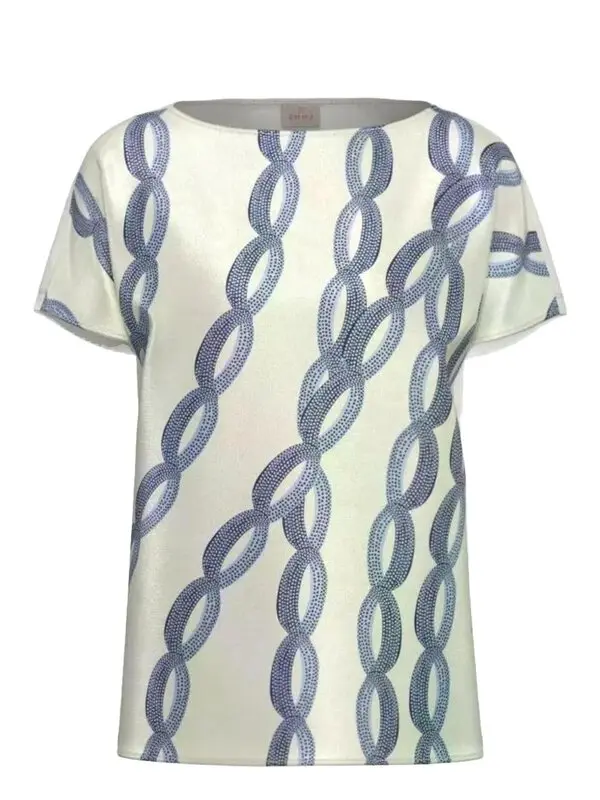 EMME Chain-print Short-sleeve Blouse - Neutrals
