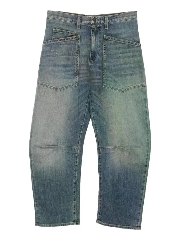 NILI LOTAN Faded-effect Patch-pocket Jeans - Blue