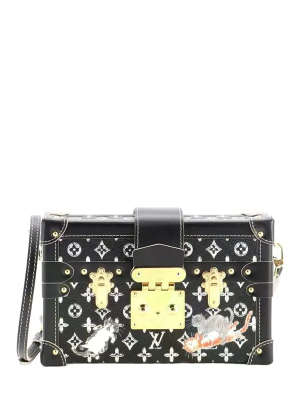 LOUIS VUITTON Limited Edition Grace Coddington Catogram Canvas Petite Malle Shoulder Bag - Black