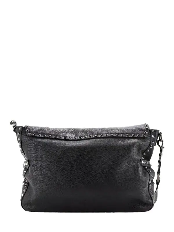 Valentino Garavani Rockstud Leather Large Cross Body Messenger Bag - Black