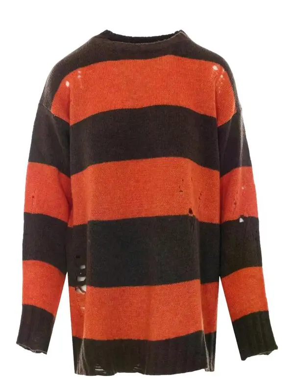 ANIYE BY Lilith Distressed-knit Sweater - Orange