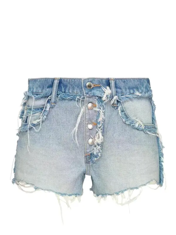 Alexander Wang Inverted Frayed Denim Shorts - Blue