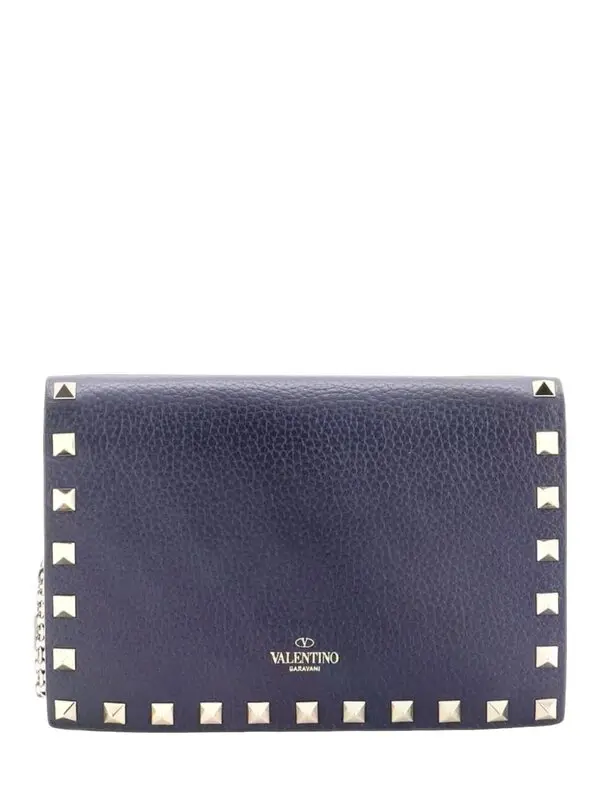Valentino Garavani Rockstud Envelope Chain Leather Small Crossbody Bag - Blue