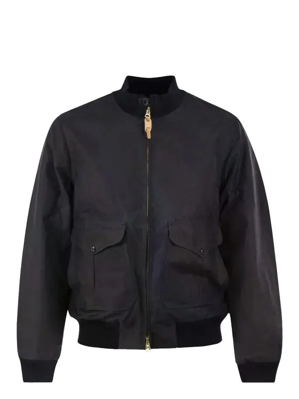 CECCARELLI Waxed Cotton Bomber Jacket - Black
