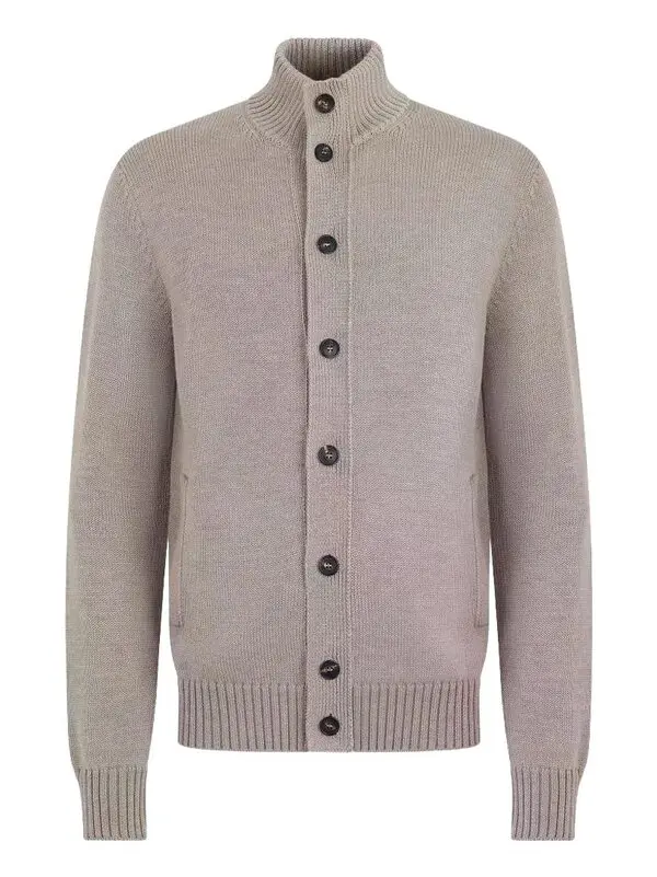 SLOWEAR High-neck Button-up Cardigan - Neutrals