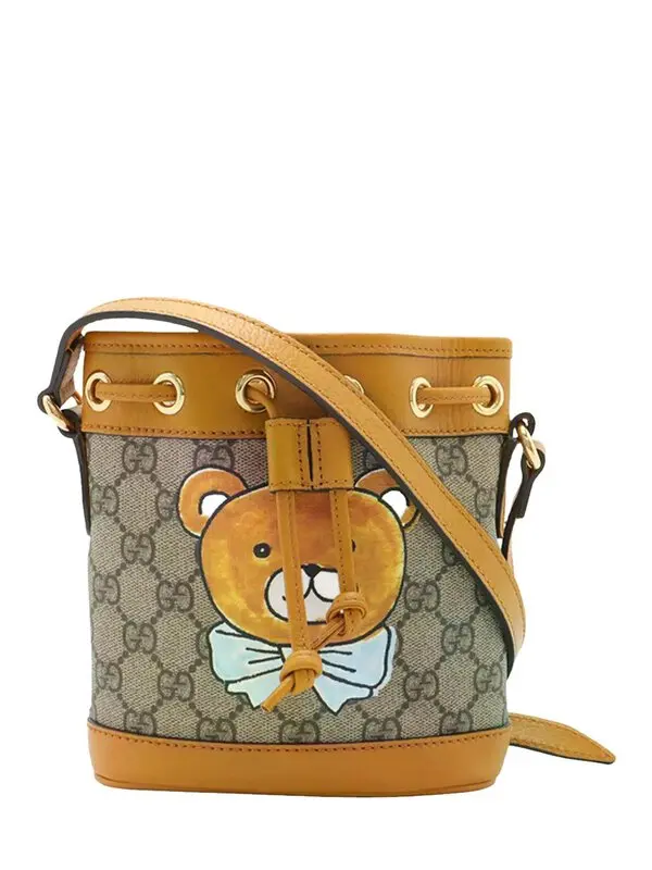Gucci Gg Supreme Ophidia Bucket Bag - Neutrals