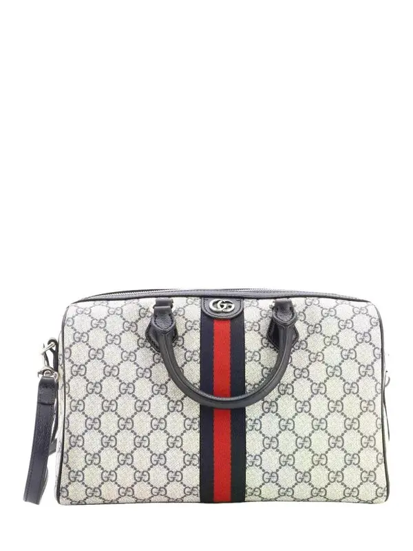 Gucci Gg Coated Canvas Medium Ophidia Convertible Boston Bag Satchel - Blue