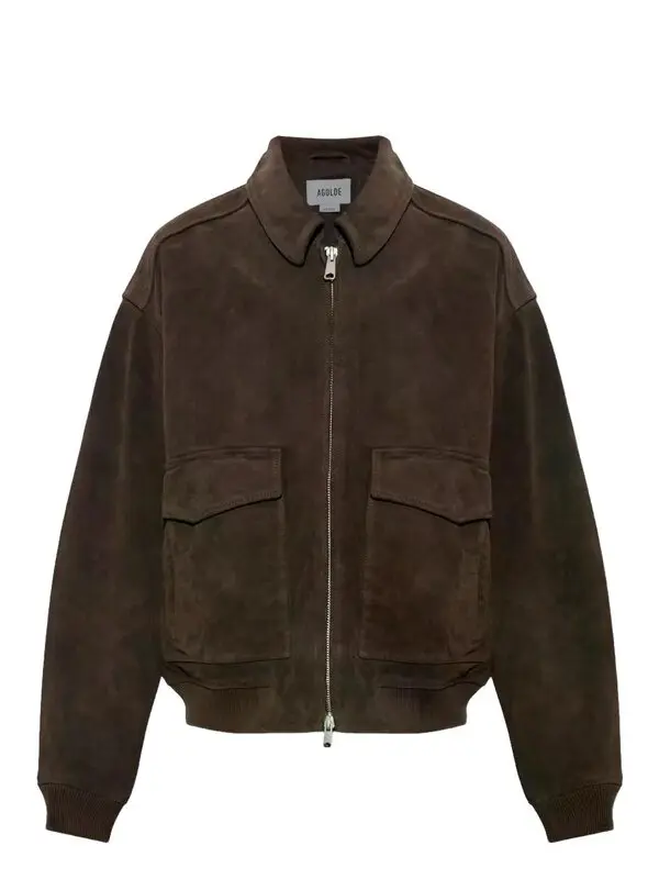 AGOLDE Suede Bomber Jacket - Brown