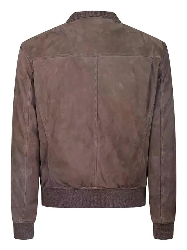 STEWART Suede Bomber Jacket - Brown