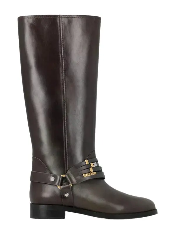 Pinko Logo-plaque Buckled Boots - Brown