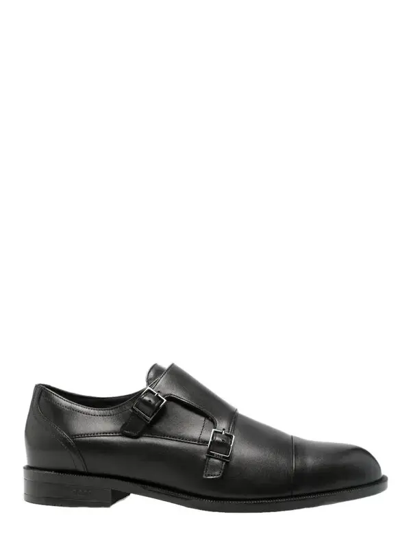 BOSS Double-strap Leather Monk Shoes - Black
