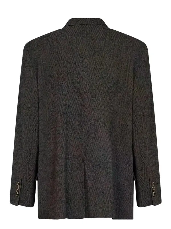 UMA WANG Chevron-pattern Single-breasted Blazer - Brown