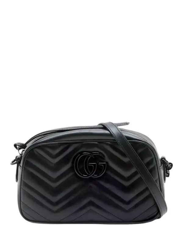 Gucci Small Gg Marmont Matelasse Leather Crossbody Bag - Black