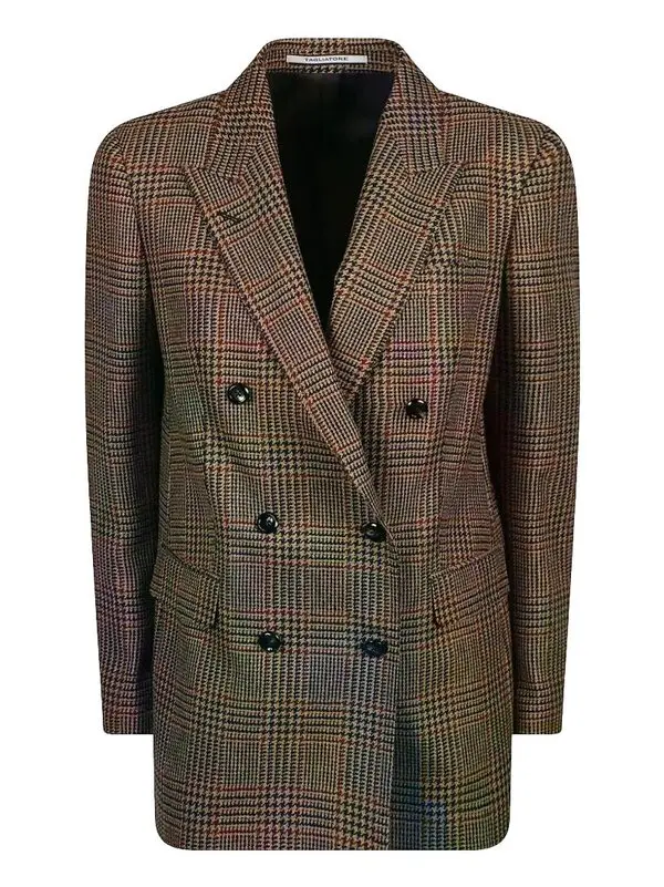 Tagliatore Check-pattern Double-breasted Blazer - Brown