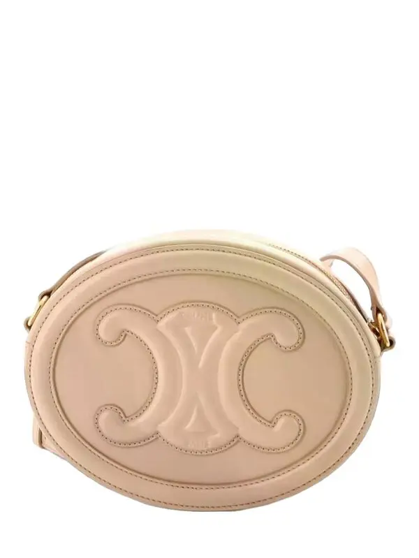Celine Triomphe Oval Leather Crossbody Bag - Neutrals