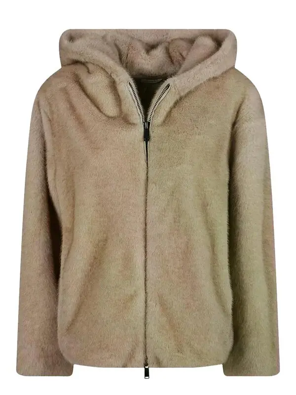 P.a.r.o.s.h Faux-fur Hooded Jacket - Neutrals