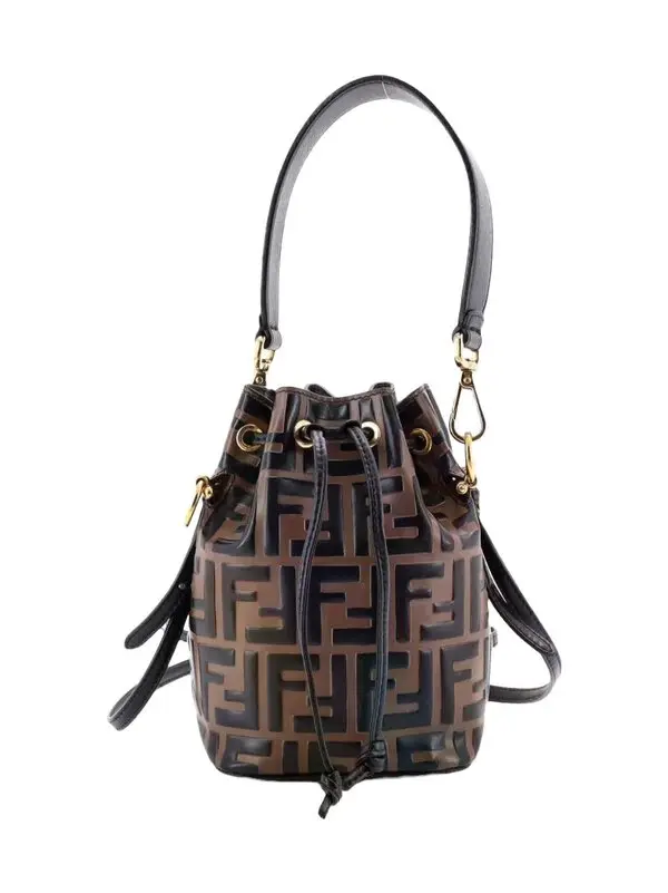 Fendi Mon Tresor Zucca Embossed Leather Mini Bucket Bag - Brown