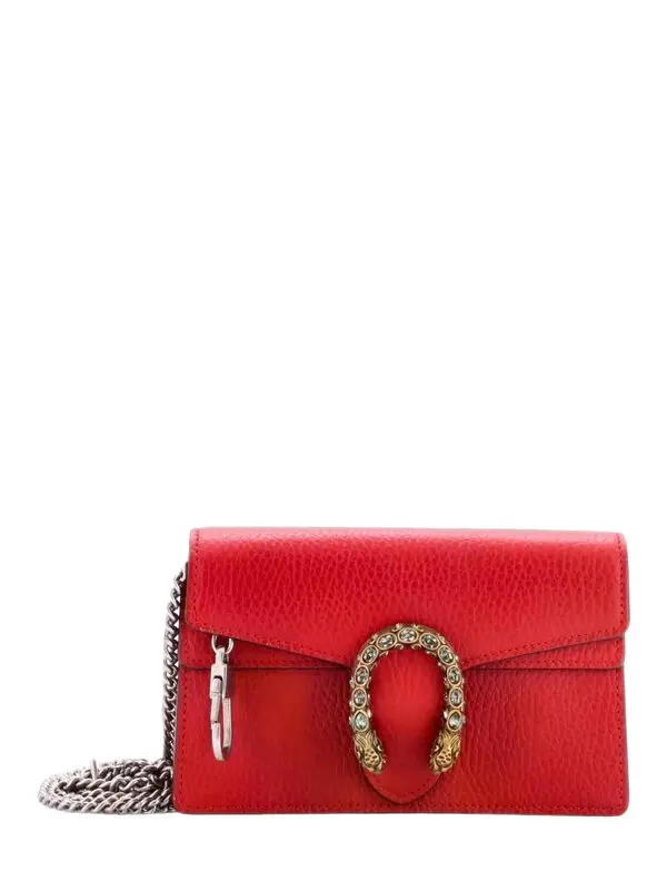 Gucci Dionysus Bag Leather Super Mini Clutch Bag - Red